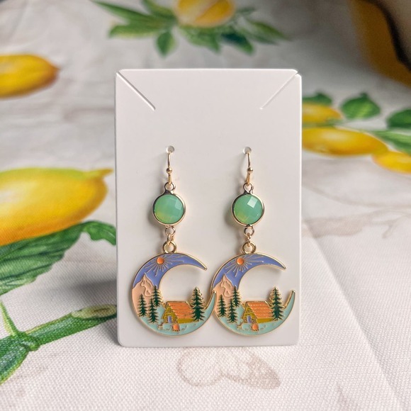 Heartened By Em | Jewelry | Chalcedony Sea Green Fun Camping Crescent ...